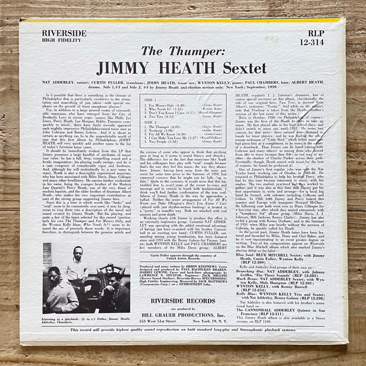 JIMMY HEATH SEXTET / THE THUMPER - US Riverside Original – ALORECORD