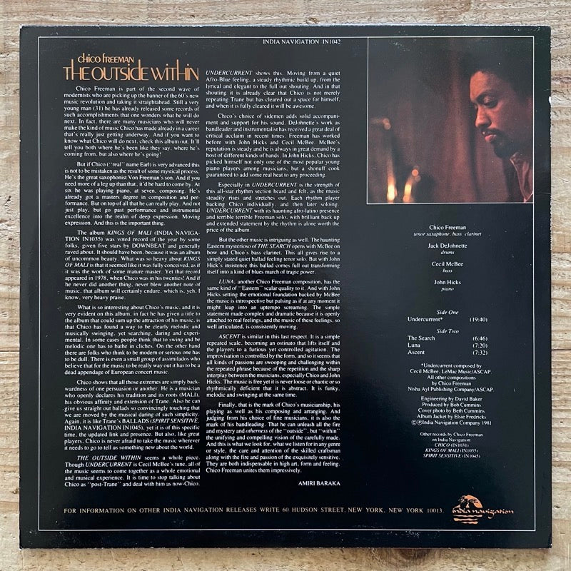 CHICO FREEMAN / THE OUTSIDE WITHIN - US India Navigation Original ...