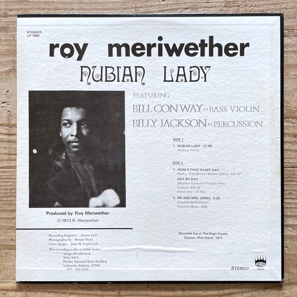 ROY MERIWETHER TRIO / NUBIAN LADY - US Stinger Original – ALORECORD