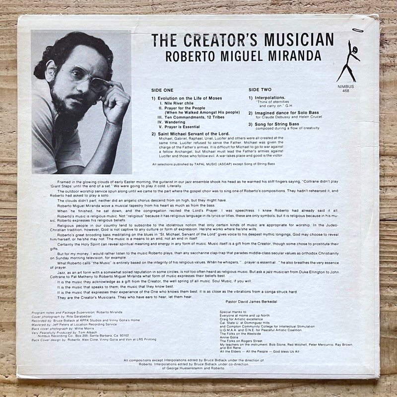 ROBERTO MIGUEL MIRANDA / THE CREATOR'S MUSICIAN - US Nimbus original ...